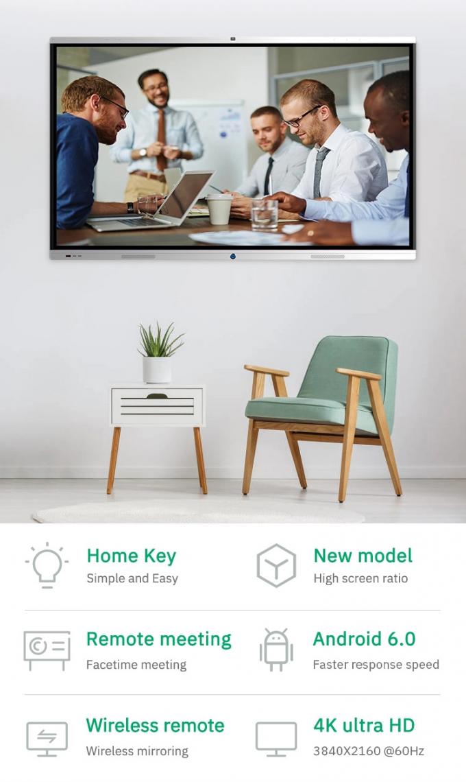 4K HD Autofocus Interactive Flat Panel Display With Conference EPTZ Webcam