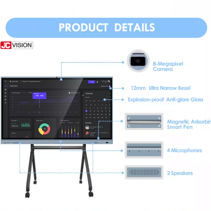 JCVISION Silver HUD Interactive Smart Board For Education / Conference ...