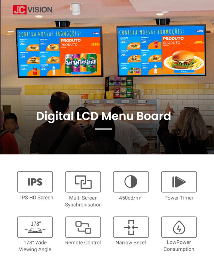 43 / 55inch Narrow Bezel Frame LCD Advertising Display Digital Menu ...