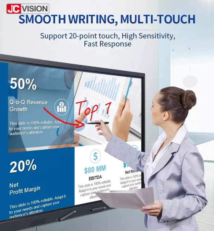 JCVISION 55 Inches Interactive Smartboard For Interactive Presentations