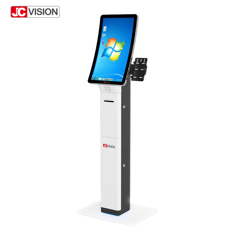 23.6 Inch Curved Self Service Touch Screen Kiosks Qr Code Scanner Printer