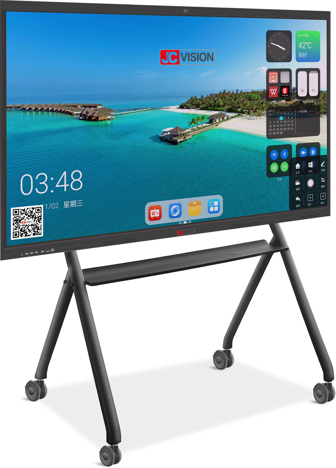 JCVISION 75inch Android 13.0 Interactive Flat Panel 15W*2 Stereo LED ...